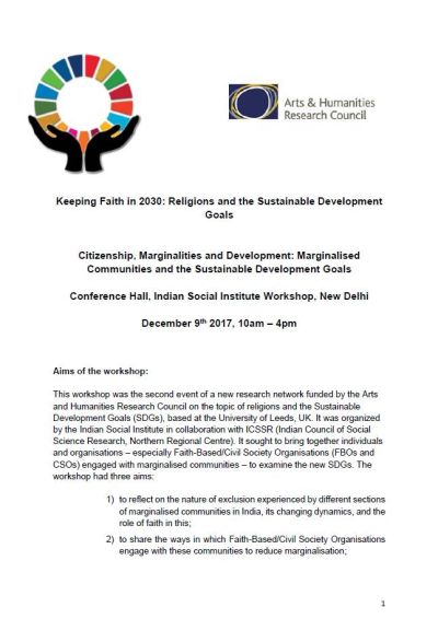 Keeping Faith in 2030: Religion and the Sustainable Development Goals - HAD